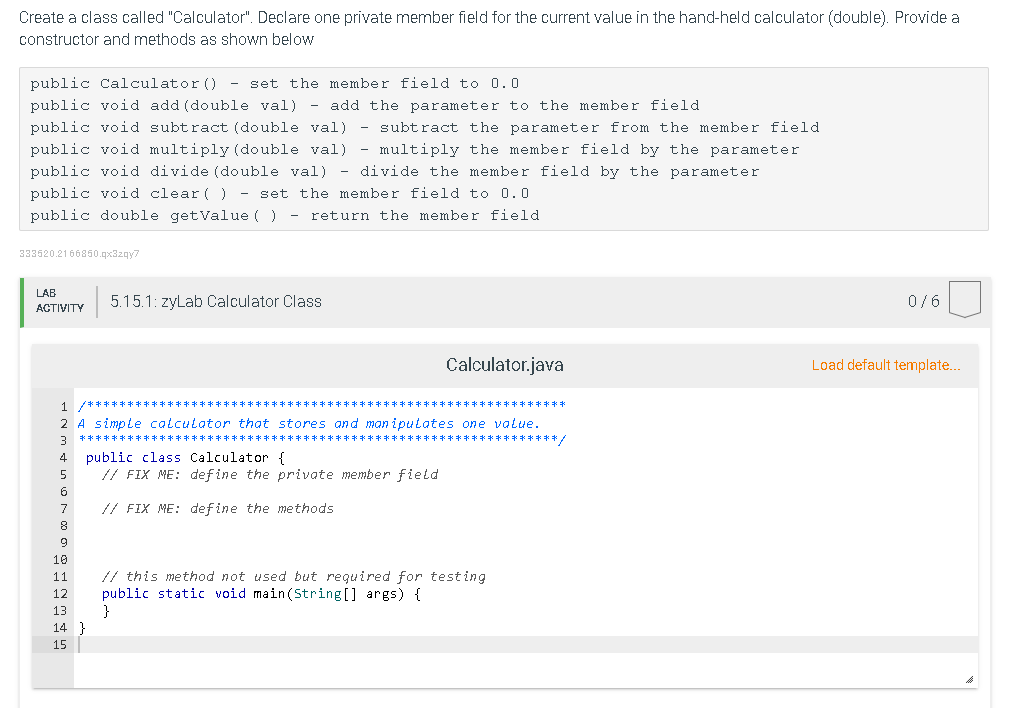 Solved Create a class called "Calculator". Declare one | Chegg.com