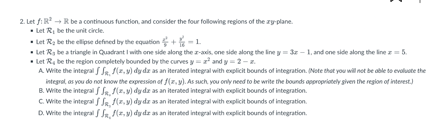 Solved 2. Let f:R2→R be a continuous function, and consider | Chegg.com