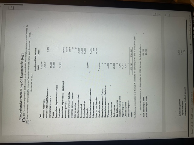 Solved Comprehensive Problem Bug-Off Exterminatôrs (Algo) O. | Chegg.com