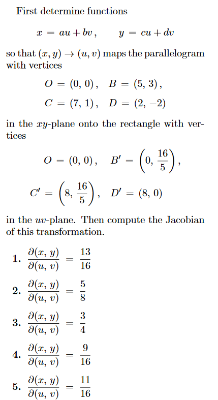 Solved First determine functions x=au+bv,y=cu+dv so that | Chegg.com