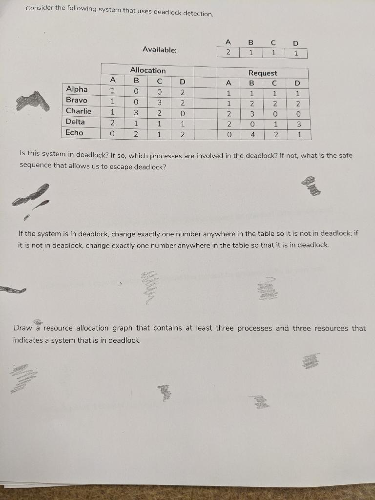 Consider the following system that uses deadlock | Chegg.com Consider the following system that uses deadlock | Chegg.com