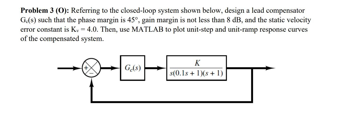 Solved Problem 3 (O): Referring to the closed-loop system | Chegg.com