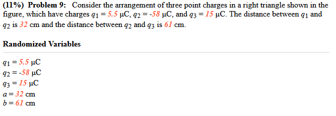 Solved (11%) Problem 9: Consider the arrangement of three | Chegg.com