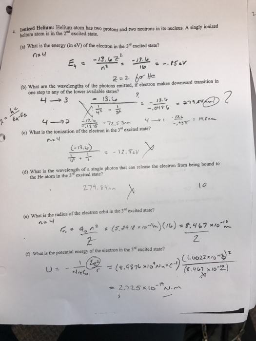 Solved Ionized Helium: Helium atom has two protons and two | Chegg.com