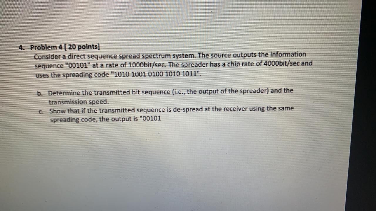 Solved 4. Problem 4 ( 20 points) Consider a direct sequence | Chegg.com