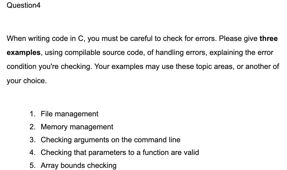 Solved When writing code in C, you must be careful to check | Chegg.com