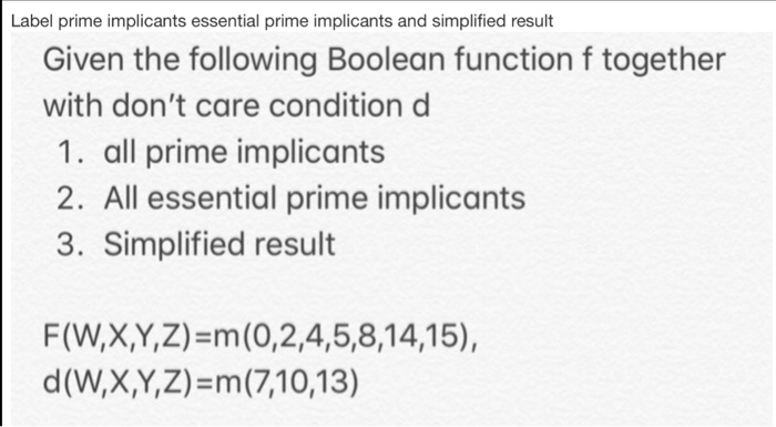 Solved Label prime implicants essential prime implicants and | Chegg.com