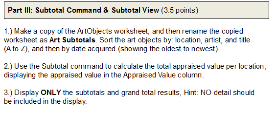 Part Iii Subtotal Command And Subtotal View 35 