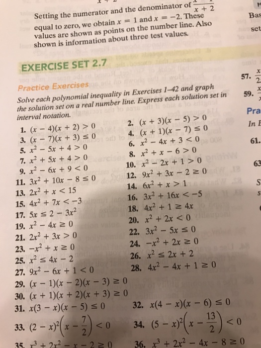 Solved Solve each polynomial inequality in Exercises 1-42 | Chegg.com