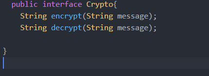 Solved public interface Crypto{ String encrypt(String | Chegg.com