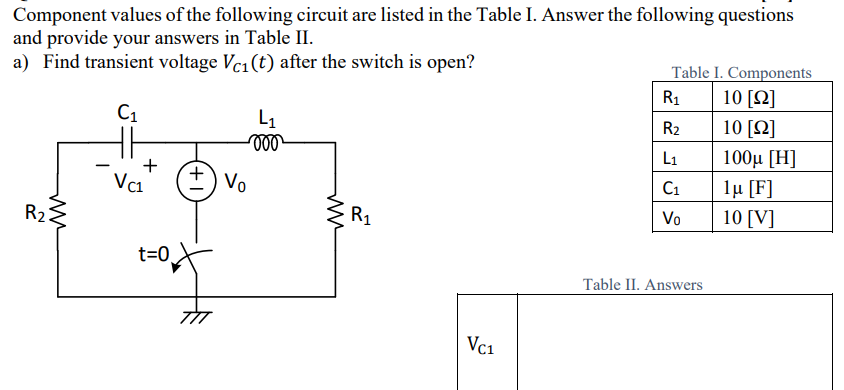 Solved Component values of the following circuit are listed | Chegg.com