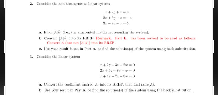 Solved 2 Consider The Non Homogeneous Linear System