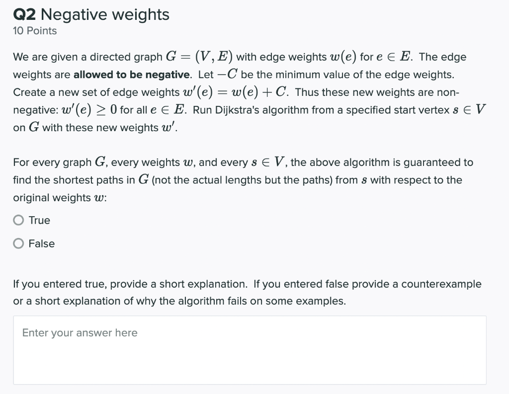 10 Points We are given a directed graph G=(V,E) with | Chegg.com