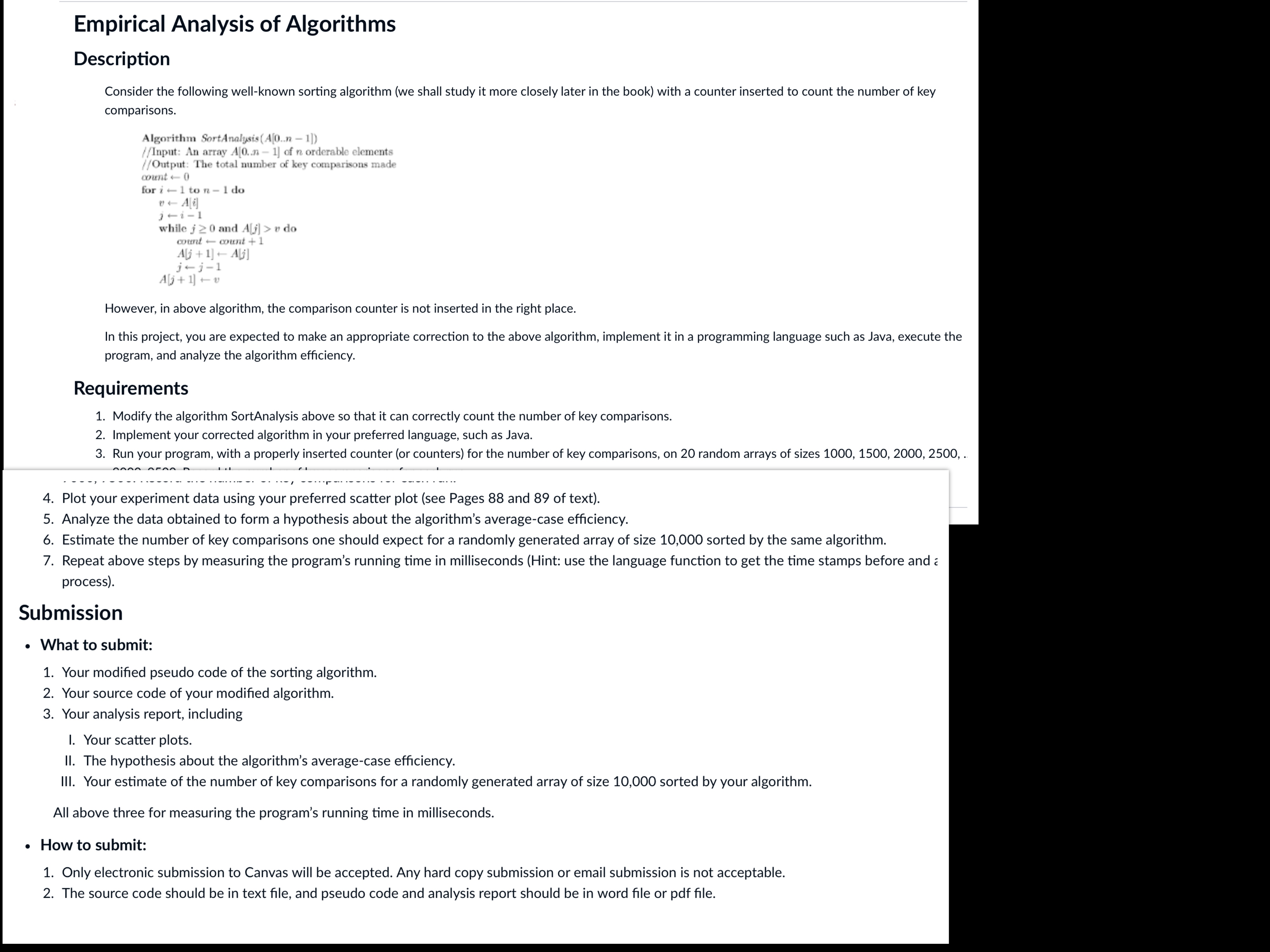 Solved Empirical Analysis of Algorithms Description Consider | Chegg.com