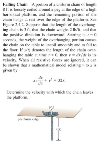 Solved Falling Chain A portion of a uniform chain of length | Chegg.com