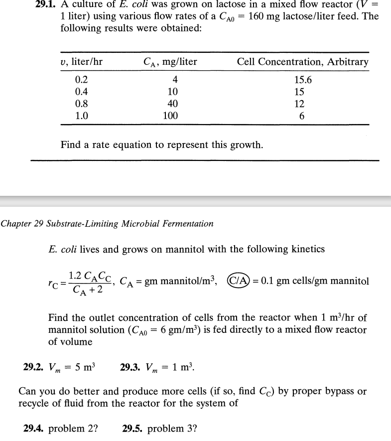 Solved 29.1. A culture of E. coli was grown on lactose in a | Chegg.com