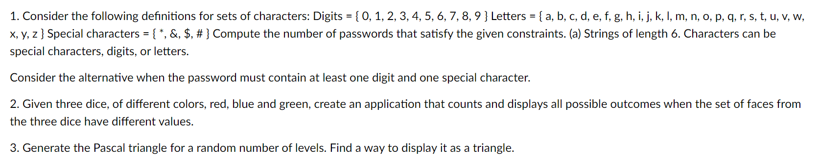 1. Consider the following definitions for sets of | Chegg.com