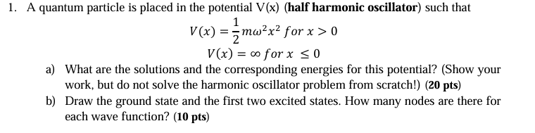 Solved A quantum particle is ﻿placed in ﻿the potential | Chegg.com