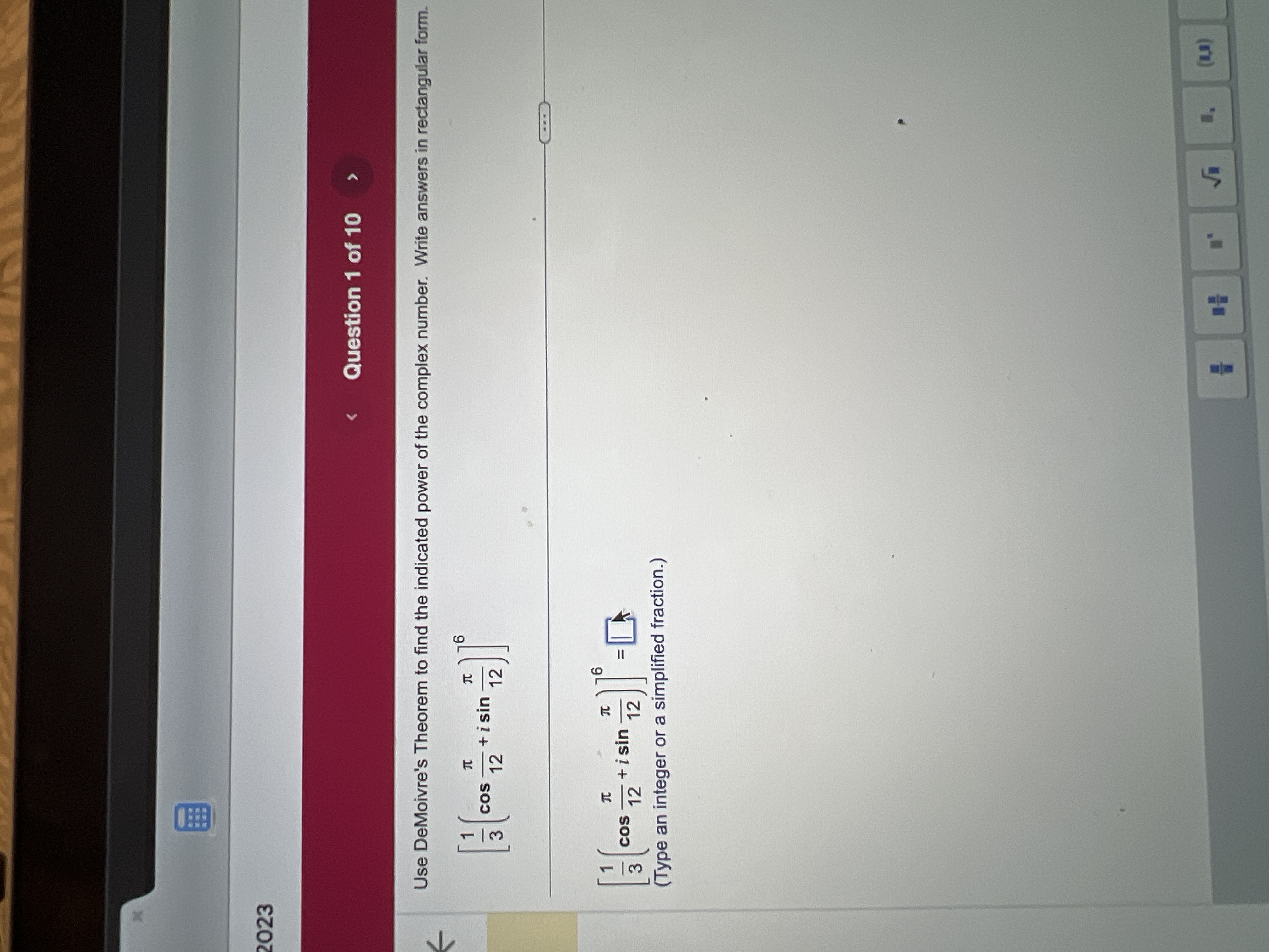 Solved Use DeMoivre's Theorem to find the indicated power of | Chegg.com