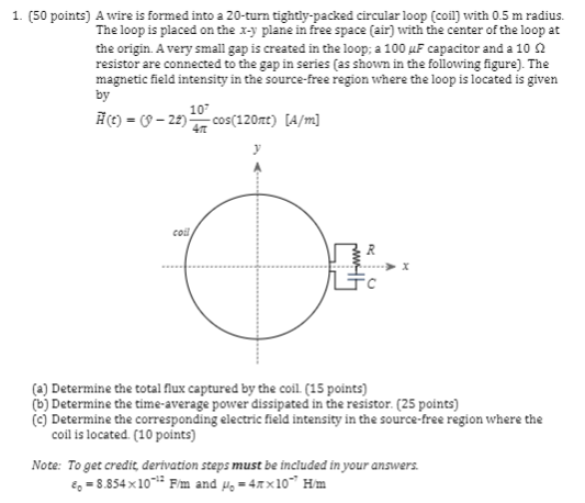 Solved 1. (50 points) A wire is formed into a 20-turn | Chegg.com