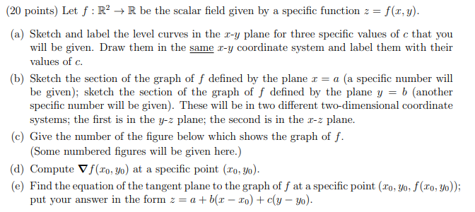 (20 points) Let f:R2→R be the scalar field given by a | Chegg.com
