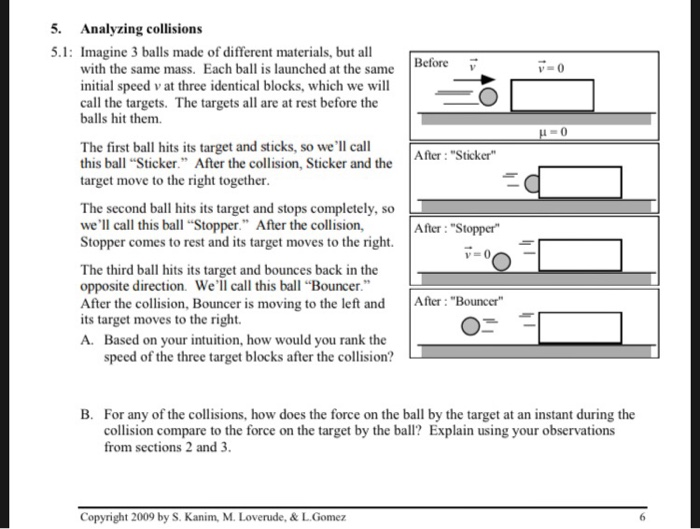 Solved . Analyzing collisions 5.1: Imagine 3 balls made of | Chegg.com