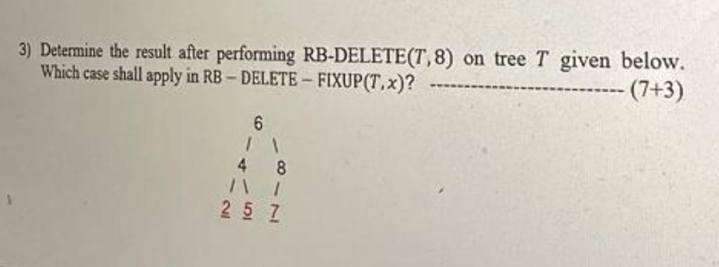 Solved 3) Determine the result after performing RB-DELETE | Chegg.com