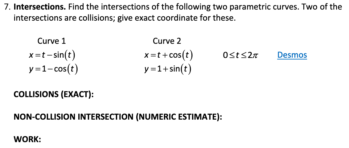 7. Intersections. Find the intersections of the | Chegg.com