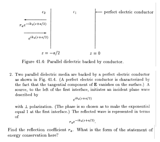 Solved €2 perfect electric conductor Tae-ik₂(z+a/2) | Chegg.com