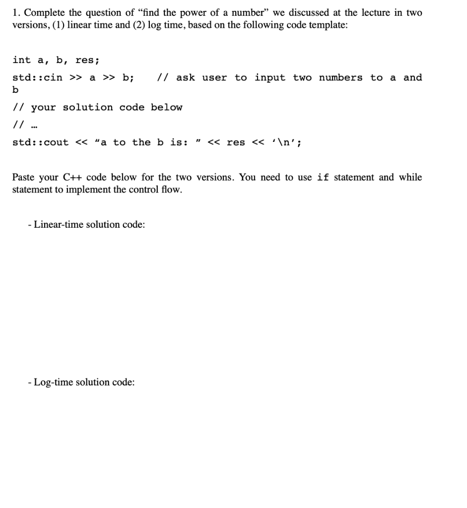 Solved 1. Complete the question of "find the power of a | Chegg.com