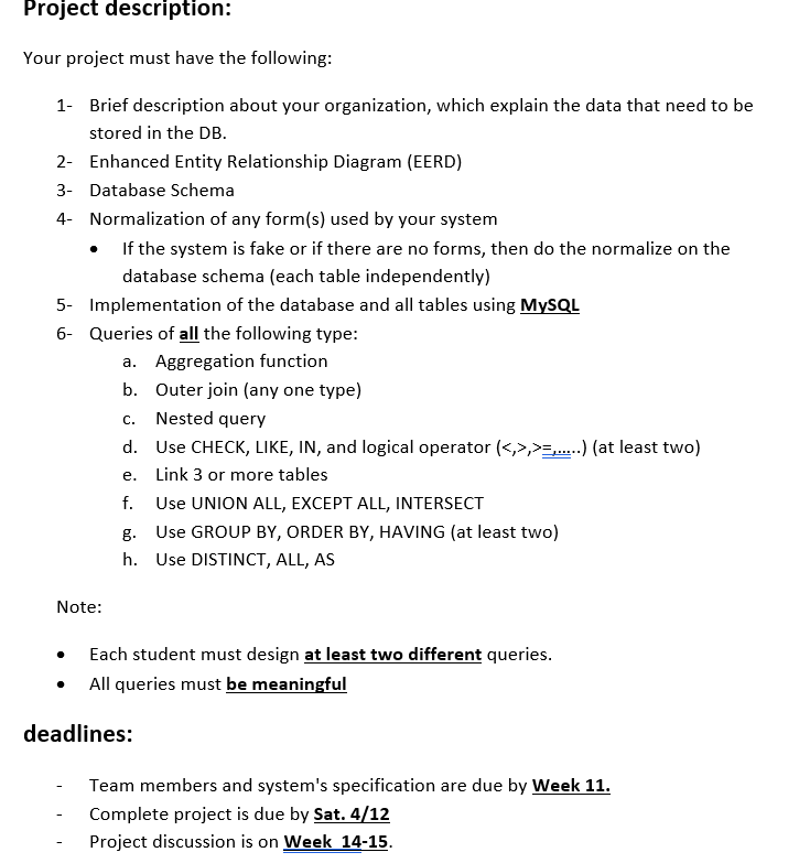 The idea of this project is for a restaurant that | Chegg.com