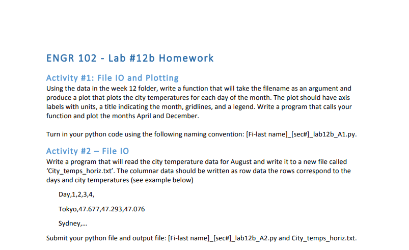 Solved ENGR 102 - Lab #12b Homework Activity #1: File 10 and | Chegg.com