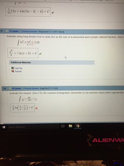 Solved Evaluate using long division first to write f(x) as | Chegg.com