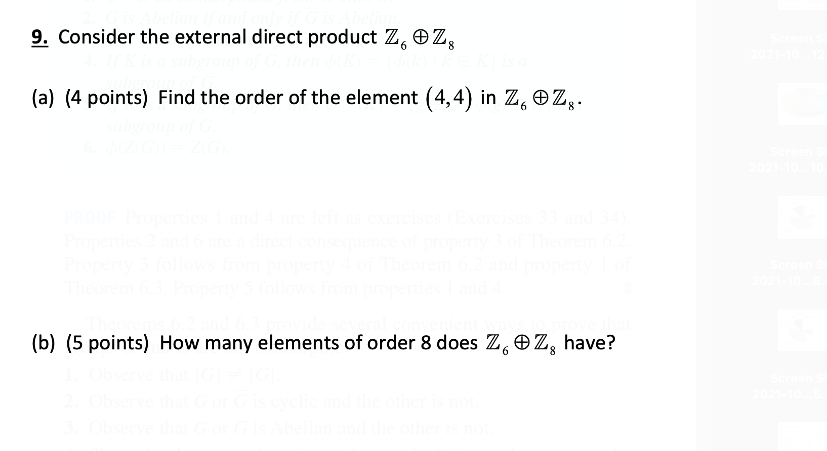 Solved 9. Consider the external direct product ZZ, 6 (a) (4 | Chegg.com