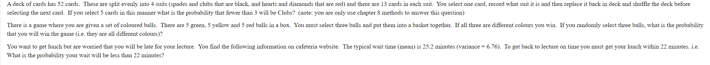 Solved A deck of cards has 52 cards. These are split evenly | Chegg.com