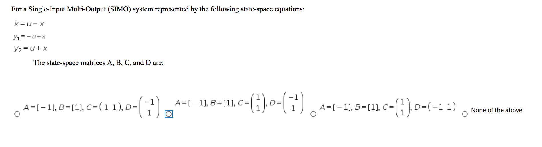 Solved For a Single-Input Multi-Output (SIMO) system | Chegg.com