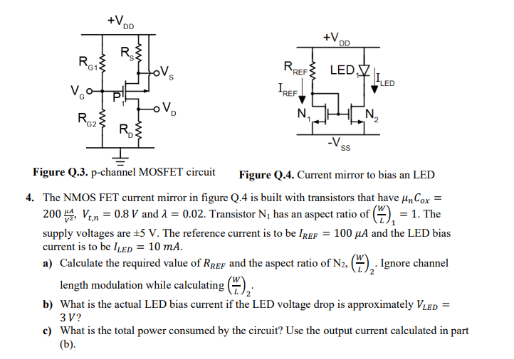 Solved Figure Q.3. p-channel MOSFET circuit Figure Q.4. | Chegg.com