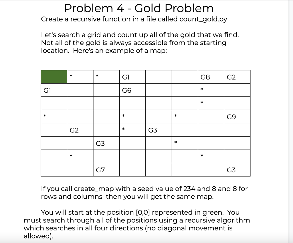 Solved Problem 4 - Gold Problem Create a recursive function | Chegg.com