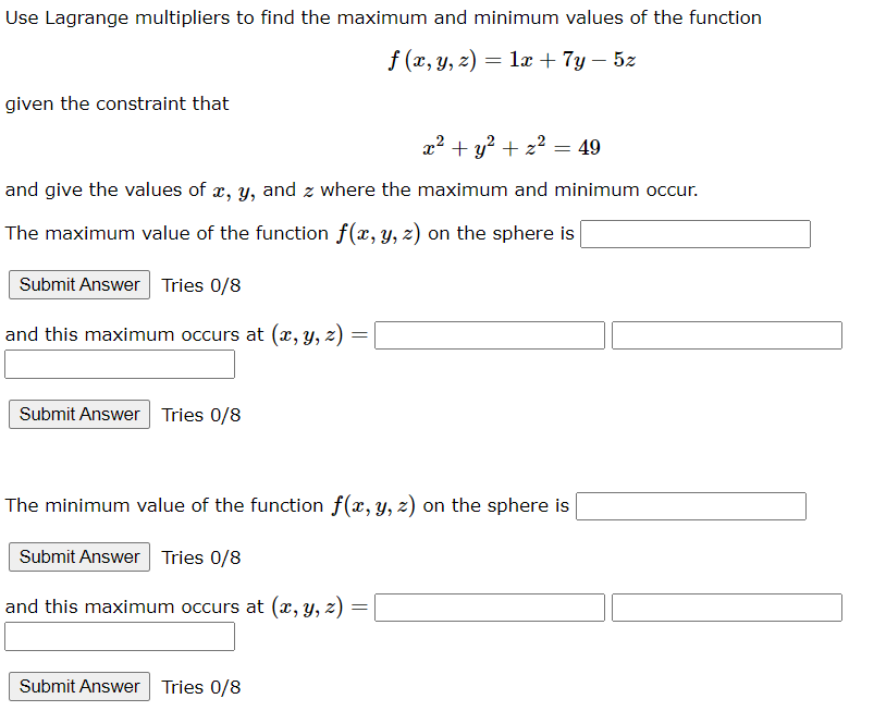 Solved Use Lagrange multipliers to find the maximum and | Chegg.com