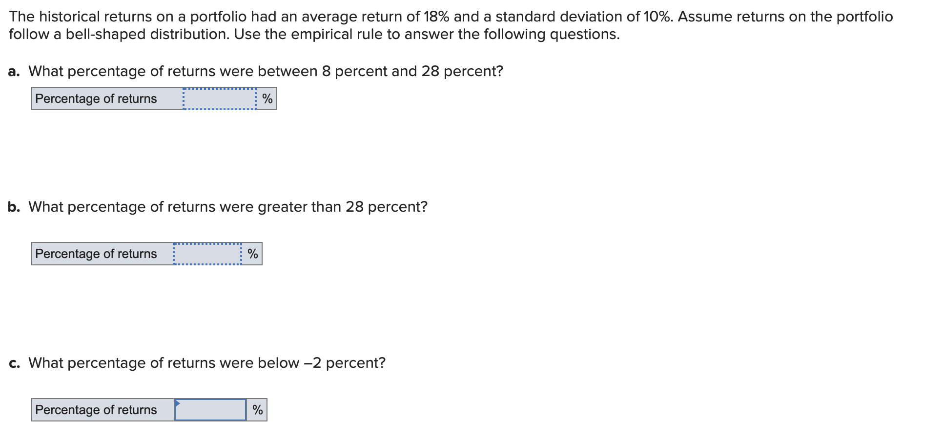 Solved The historical returns on a portfolio had an average | Chegg.com