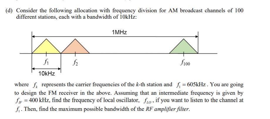 Solved (d) Consider the following allocation with frequency | Chegg.com
