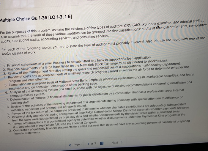Solved Multiple Choice Qu 1-36 [LO 1-3, 1-6] For the | Chegg.com