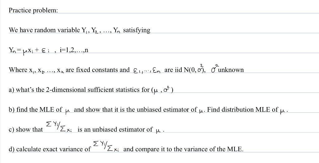 Solved We have random variable Y1,Y2,…,Yn satisfying | Chegg.com