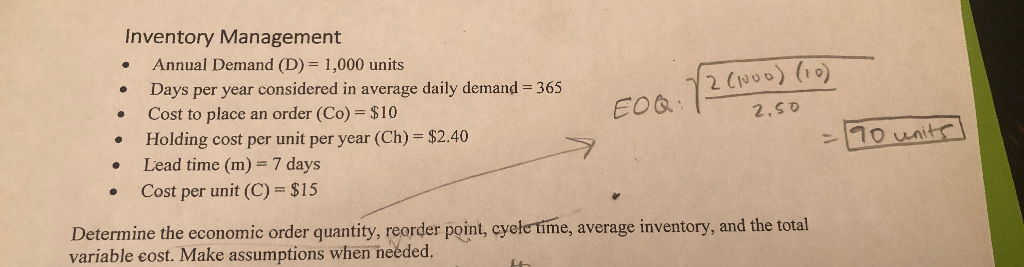 Solved Inventory management question Help with all parts | Chegg.com