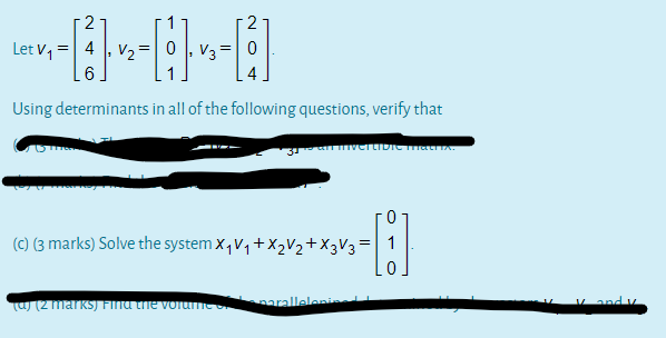 Solved 2 2 0 Let V1 = V2 V3 Using determinants in all of the | Chegg.com