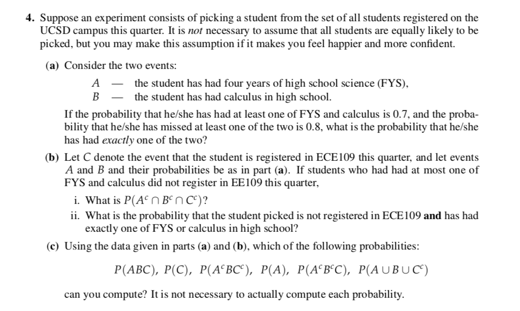 Solved 4. Suppose an experiment consists of picking a | Chegg.com