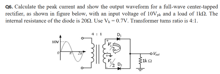Solved Q6. Calculate the peak current and show the output | Chegg.com