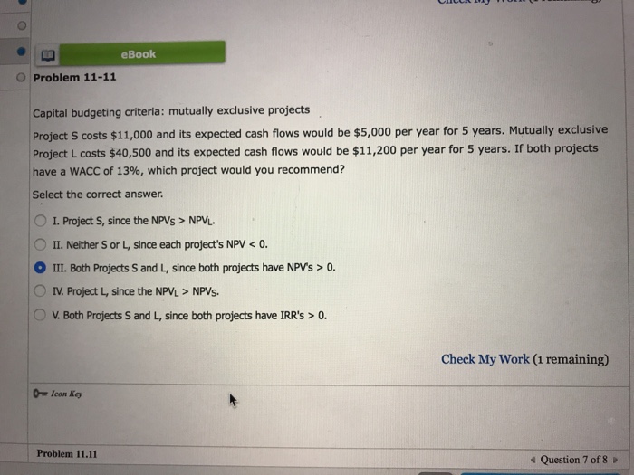 Solved Capital budgeting criteria: mutually exclusive | Chegg.com