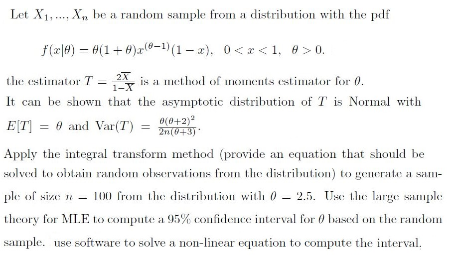 Let X1, Xn be a random sample from a distribution | Chegg.com