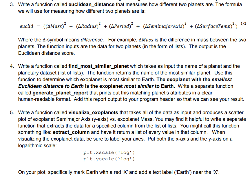 Solved 3. Write a function called euclidean_distance that | Chegg.com
